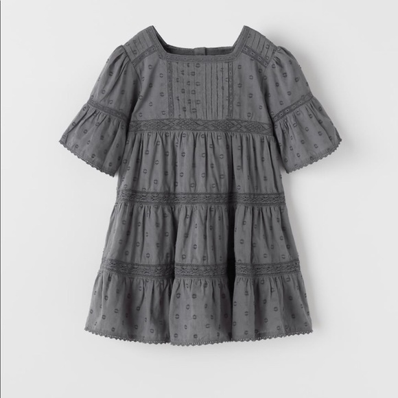 Zara | Dresses | Zara Ruffle Sleeve Lace Dotted Mesh Dress 218m | Poshmark